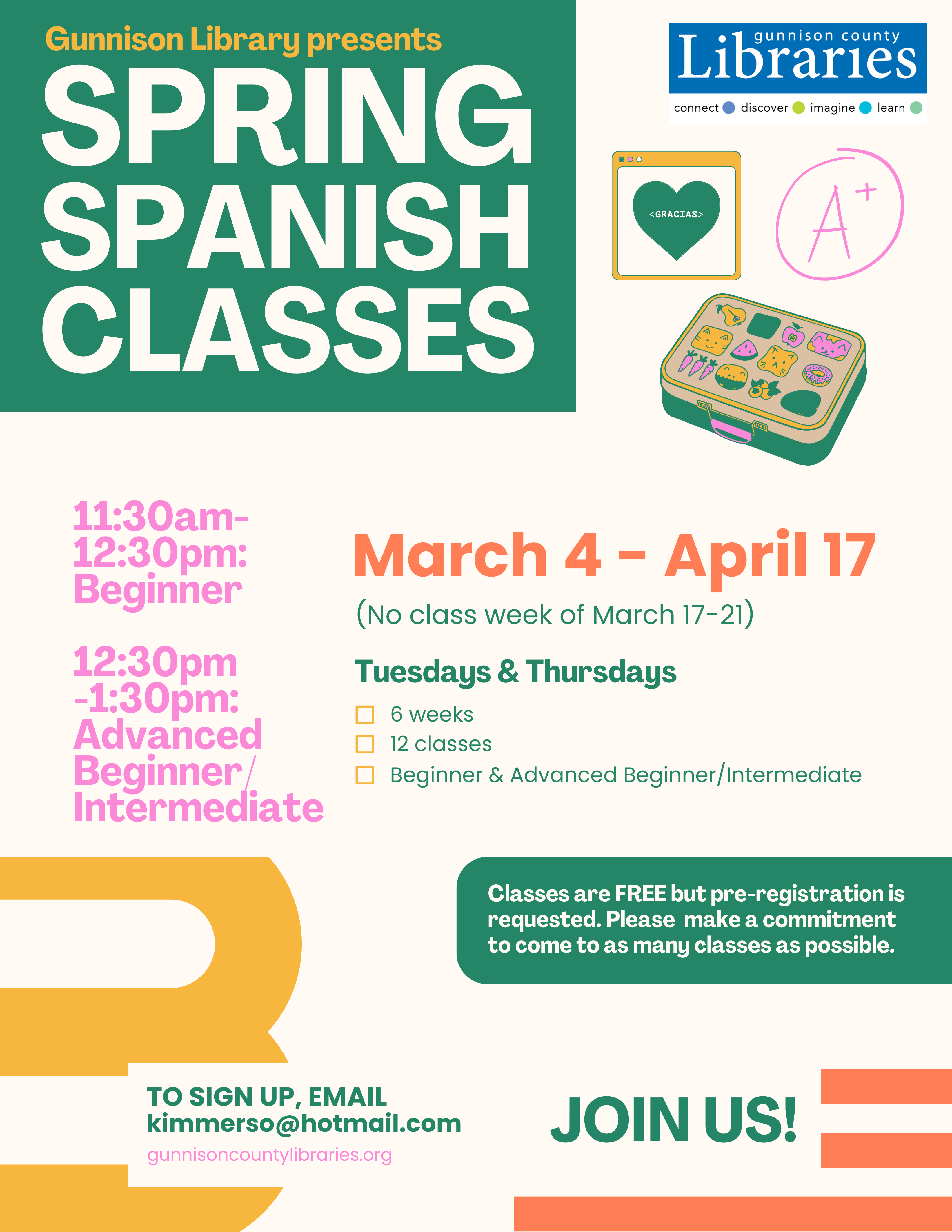 Spring Spanish Classes - Gunnison County Library